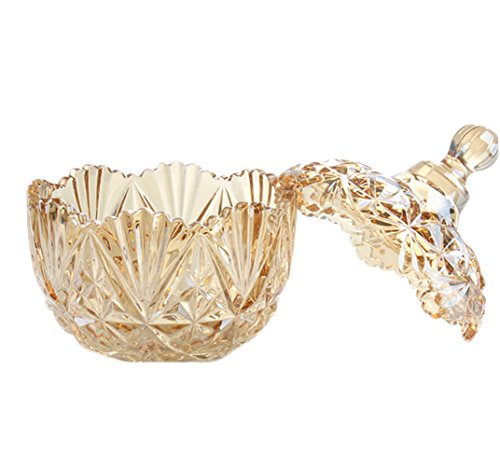 SOCOSY Royal Embossed Glass Candy Jar with Lid Jewelry Box Wedding Candy Buffet Jar Kitchen Storage Jar