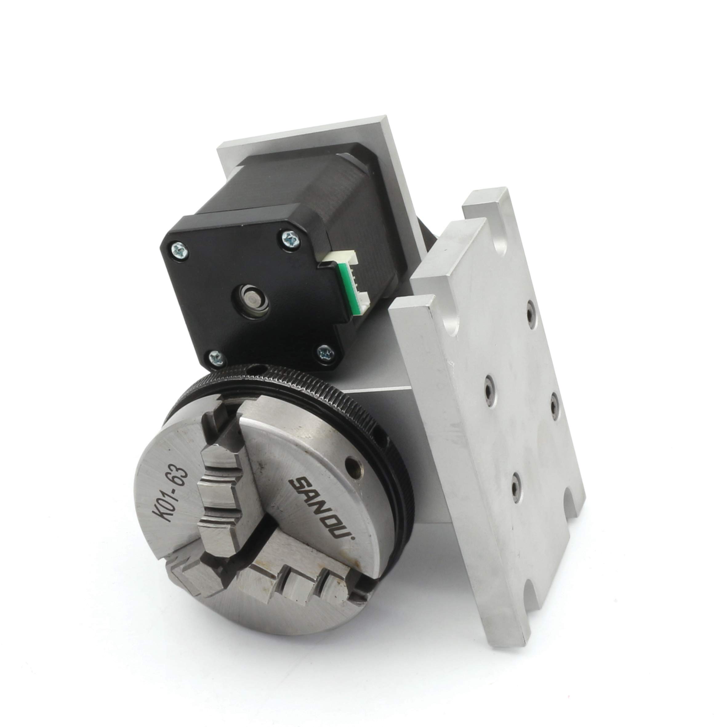 CNC Milling Machine Rotational Axis CNC Router Rotary Table Rotary a axis 4th Axis 65mm 3 Jaw Chuck Dividing Head w/ Nema17 stepper motor w/ 54mm Tailstock Reducing ratio 4:1 for CNC Engraving Machine