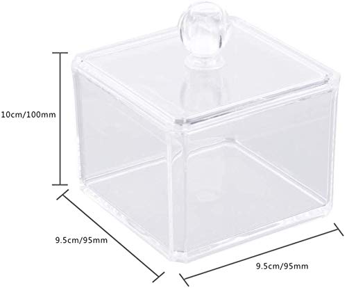 PuTwo Makeup Organizer Bathroom Storage Cotton Buds Dispenzer Cotton Swabs Holder with Lid - Square