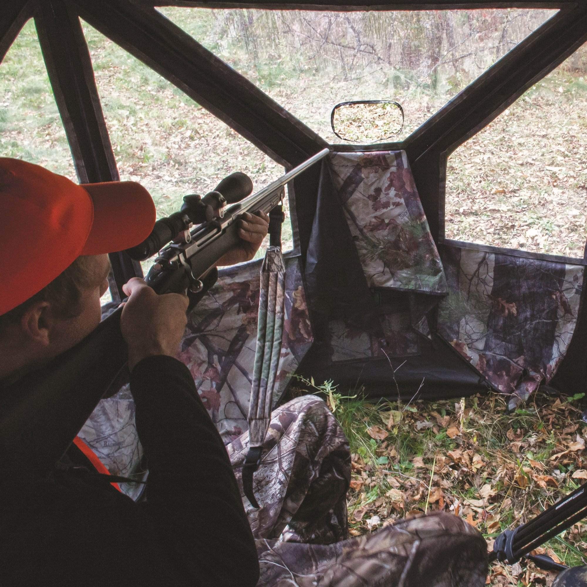 Barronett Blinds Pentagon 4 Person Portable Pop-Up Deer and Turkey Hunting Blind with Low Profile Windows and Gun Ports, Backwoods Camo (2 Pack)