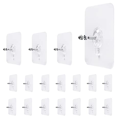 LAJAR 18 Pcs Screw Free Stickers for Hanging, Seamless Screws for Wall, Adhesive Wall Mount Hanging Nails for Bathroom Kitchen (10mm)