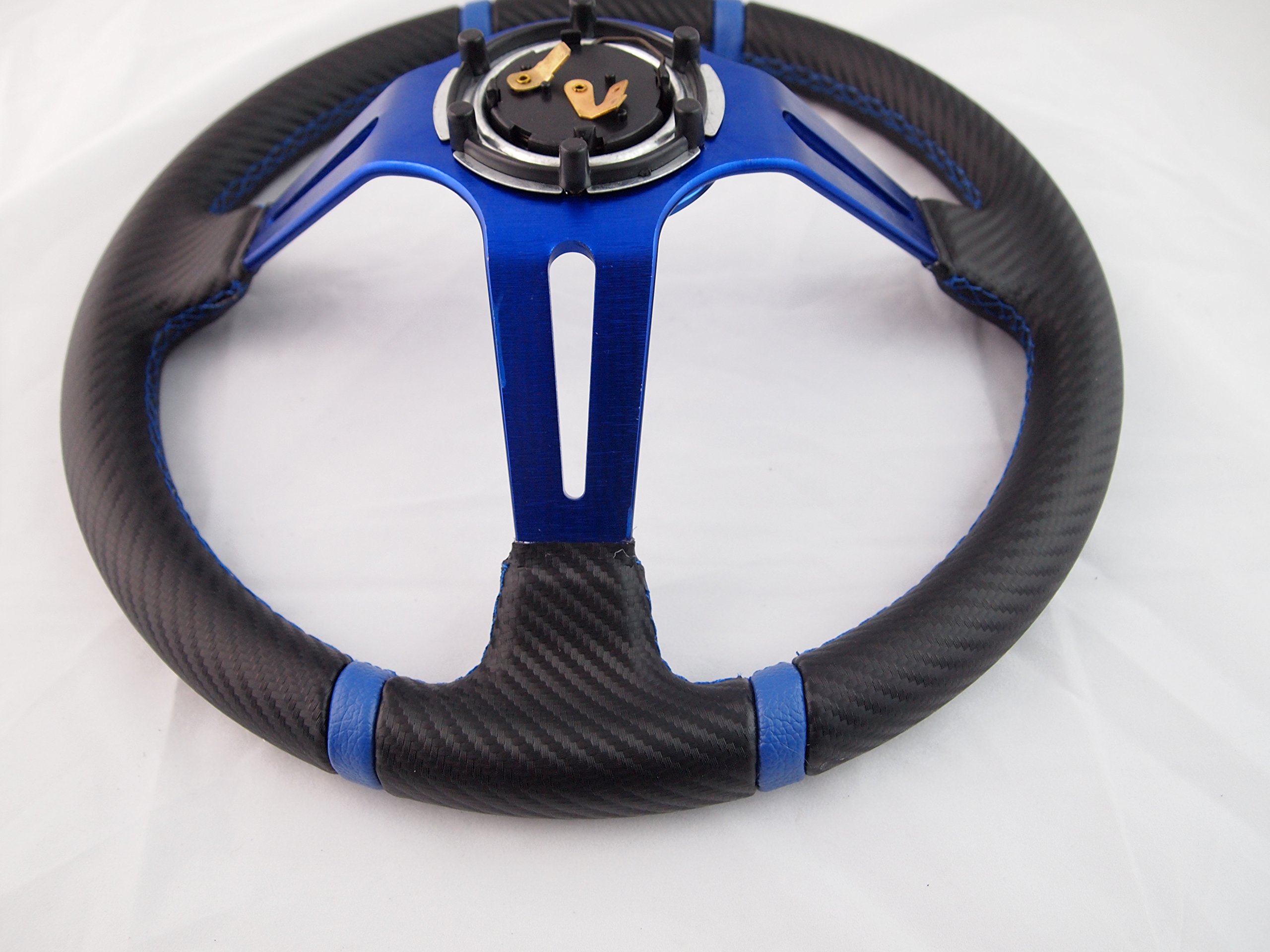 Boat Blue Steering Wheel W/Adapter 3 Spoke Boats With A 3/4" Tapered Key Marine"