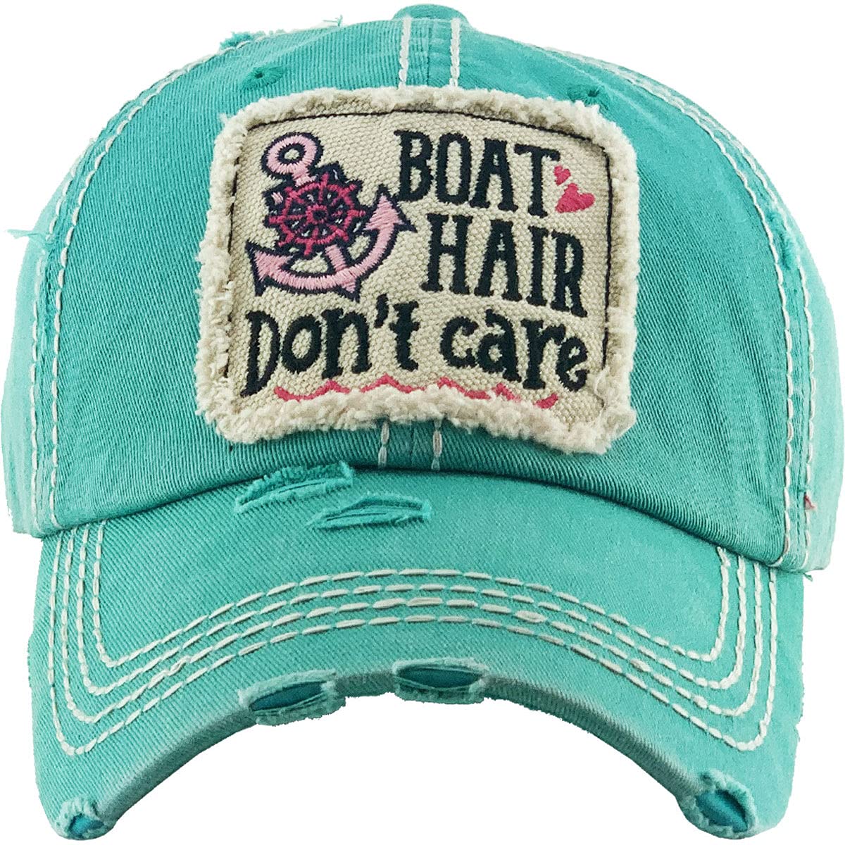 Boat Hair Don't Care Women's Vintage Cotton Baseball Hat (Pink)