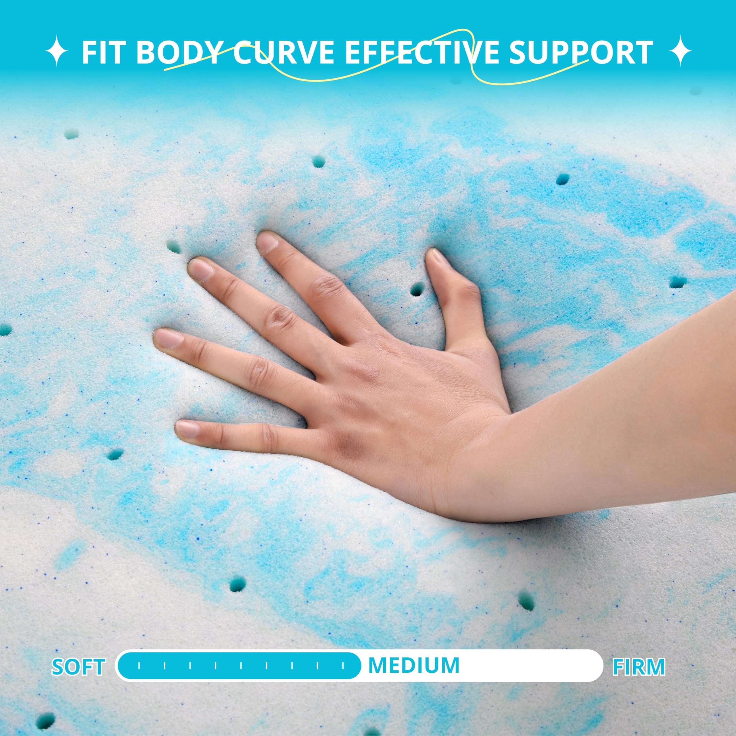 CH CHARME HOUSE 2 Inch Memory Foam Mattress Topper Twin Size, Gel Infused Memory Foam Bed Topper for Back Pain Relief, Cooling Mattress Pad, CertiPUR-US Certified, 75Γ38"