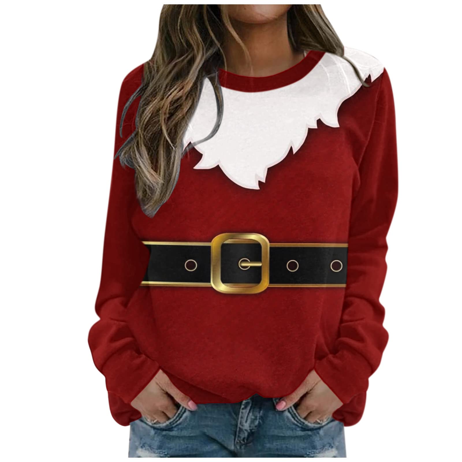 Blouses For Women 2022 Round Neck Pullover Shirts Long Sleeve Sweatshirts Relaxed Fit Workout Tops Baseball T-Shirt Wine