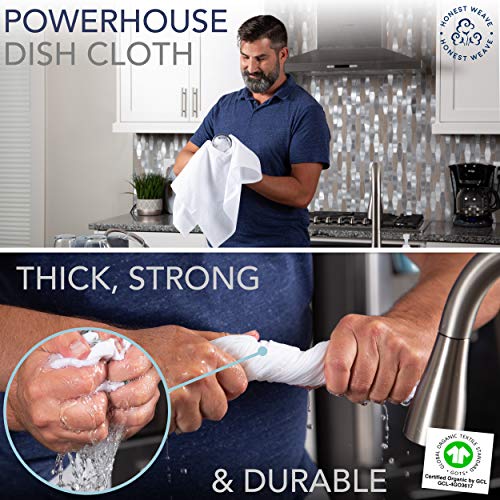 HONEST WEAVE GOTS Certified 100% Organic Flour Sack Cotton Kitchen Hand and Dish Towel Sets - Extra Large 27x27 inches, Fully Hemmed, 12-Pack, White