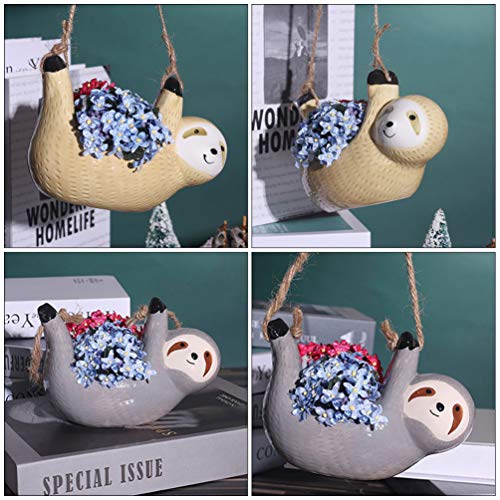 Cabilock 2pcs Sloth Succulent Planter Kawaii Cute Plant Pot Wall Mounted Flower Pot Ceramic Hanging Planter Hanging Plant Holder Mini Succulent Plants Succulent Pot Ceramics Decorative Wall