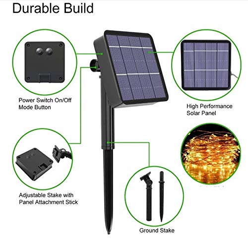 LIUPENGWEI Solar Lights Outdoor, 100LED~500LED Solar Garden Lights, 12M~52M Copper Wire Solar String Lights, Waterproof for Halloween, Christmas, Tree, Garden, Home, Wedding, Party Garden Ghost Light