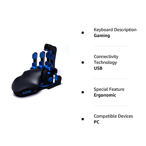 AZERON Classic Gaming keypad - Programmable Gaming Keyboard for PC & Console Gaming - Customized, 3D Printed Analog Thumbstick keypad with 26 Buttons - for Righties (Blue)