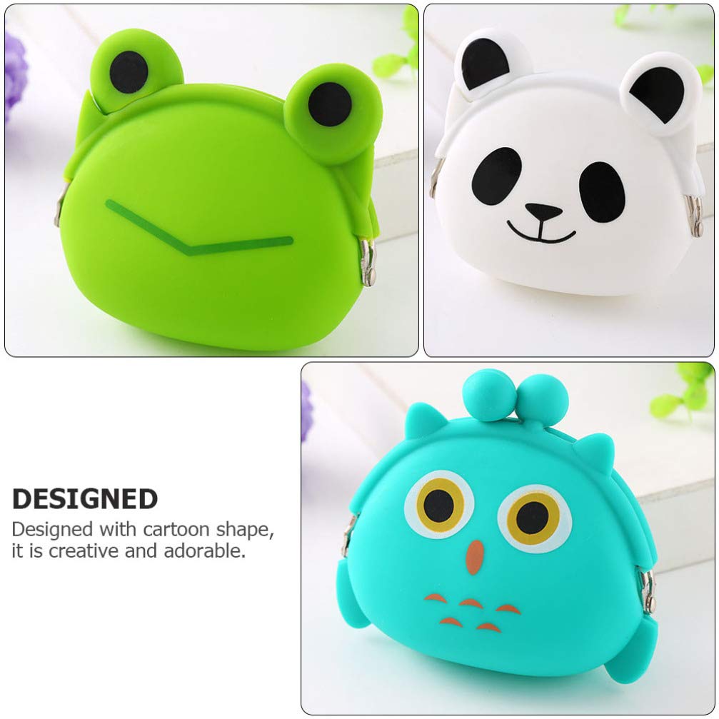 Mini Cute Silicone Coin Bag: Kids Cartoon Animal Change Pouch Small Silicone Purse for Children Toddlers Coin Change Earphone Container 4pcs Random Style