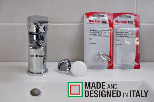 Fischer Overflow Cap TTP K White Lid Suitable for Hole on Sinks, Sinks and Bidets for Bathrooms and Kitchens, 551886