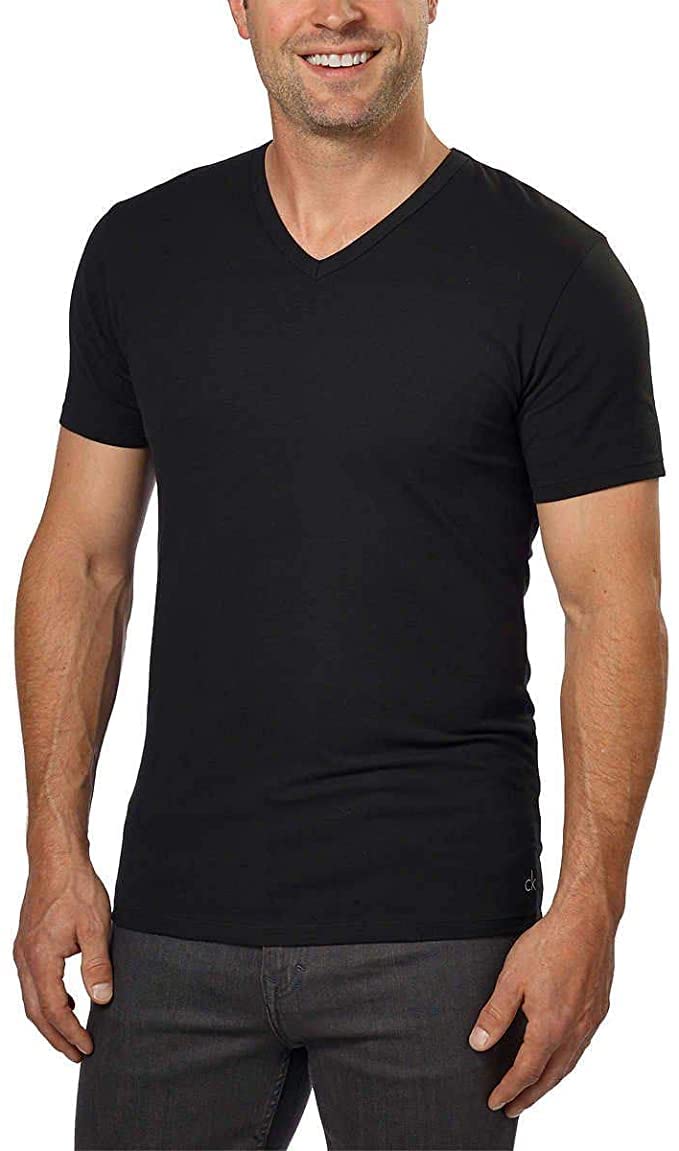 Calvin Klein Men's Smooth Cotton V-Neck T-Shirt (X-Large, Light Sand)