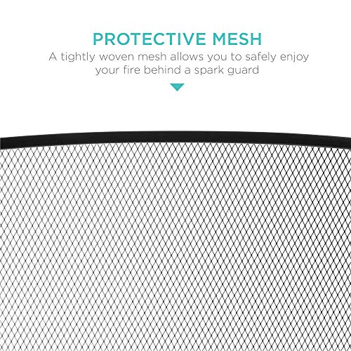 Best Choice Products 47.5x27.25in 3-Panel Simple Steel Mesh Fireplace Screen, Fire Spark Guard Grate for Living Room Home Decor w/Rustic Worn Finish - Black