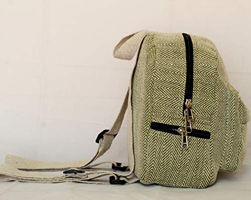 Eco Friendly Mini Backpack For women Handmade Hemp Backpack For Women organic Beautiful Small Backpack (LIGHT GREEN)