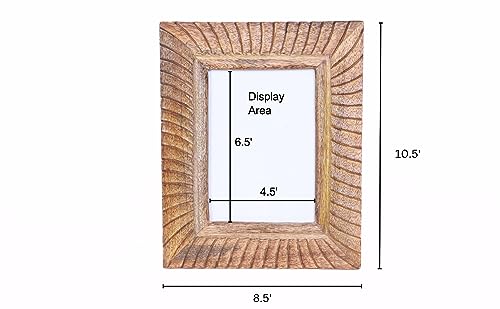 indoStrides Hand Carved Mango Wood 5x7 Picture Frame for Tabletop use