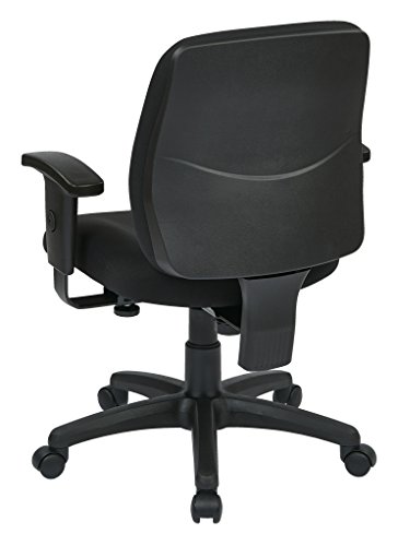 Office Star Deluxe Adjustable Office Task Chair with Ratchet Back Height Adjustment and Thick Padded Seat, with Arms, Coal FreeFlex
