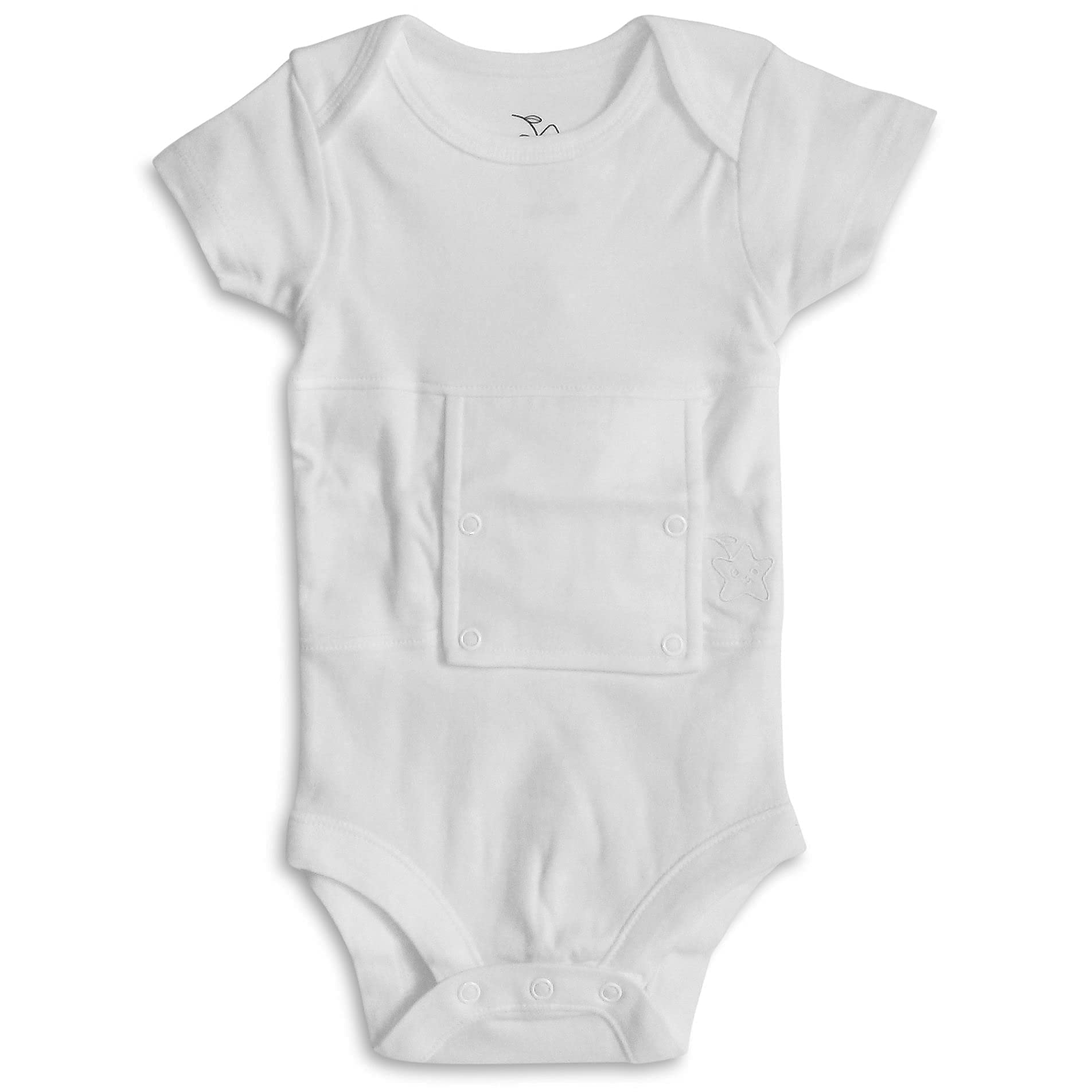 Starberrykids g-tube bodysuit for babies, toddlers and children (4 Fits 32-38lb, White)