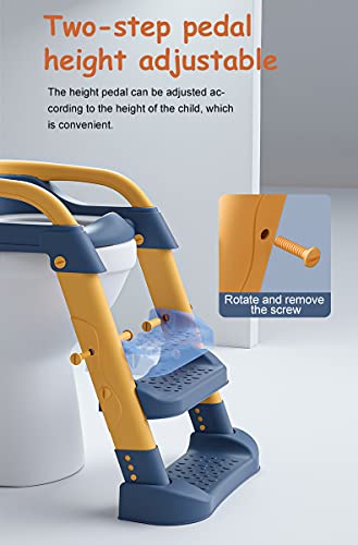TOWRITE Foldable Toilet Training Potty Seat Chair Toddlers Toilet with Step Stool Ladder and Handles Safe Non-Slip Step PU Cushion for Boys Girls (Pink)