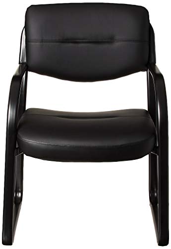 Boss Office Products Leather Sled Base Side Guest Chair, Black