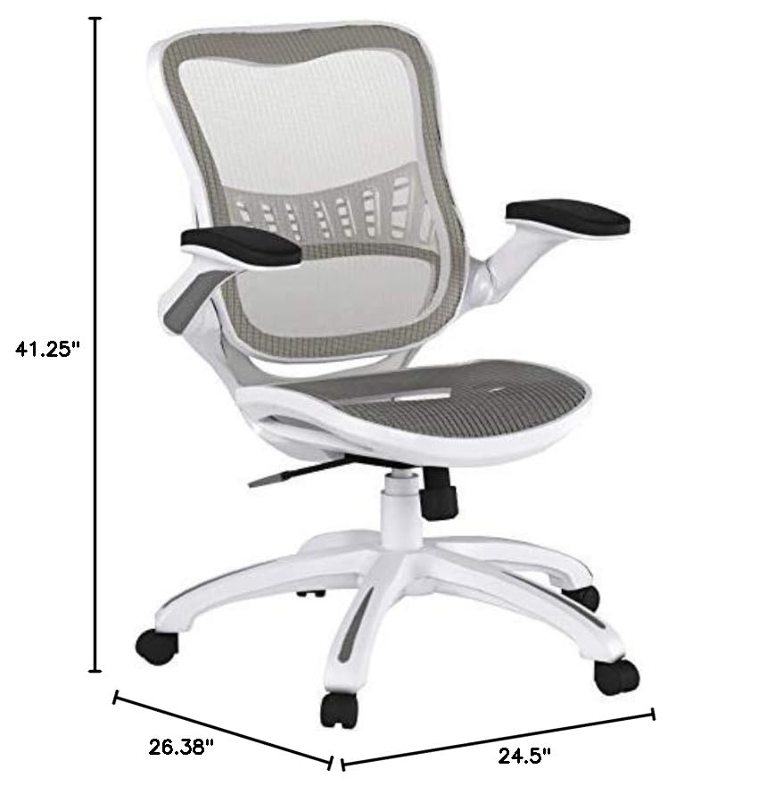 Office Star Ventilated Manager's Office Desk Chair with Breathable Mesh Seat and Back, White Base, White