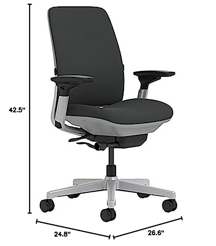 Steelcase Amia Chair with Platinum Base & Hard Floor Casters, Licorice