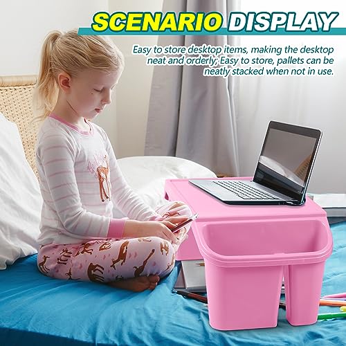 Honoson 12 Pcs Kids Lap Desk Tray Plastic Portable Desk with 3 Compartments Bed Tables for Eating and Laptops Lap Desk with Storage Car Floor Serving Lap Tray for Kids Classroom Activity Travel