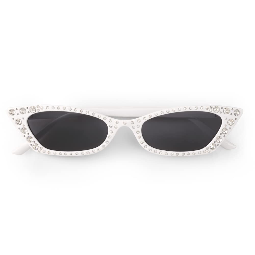 xo, Fetti White Bedazzled Cat Eye Sunglasses | White Bachelorette Party Favor, Bridesmaid Sunnies Gift, y2k Birthday Party Decorations + Cool Halloween Costume