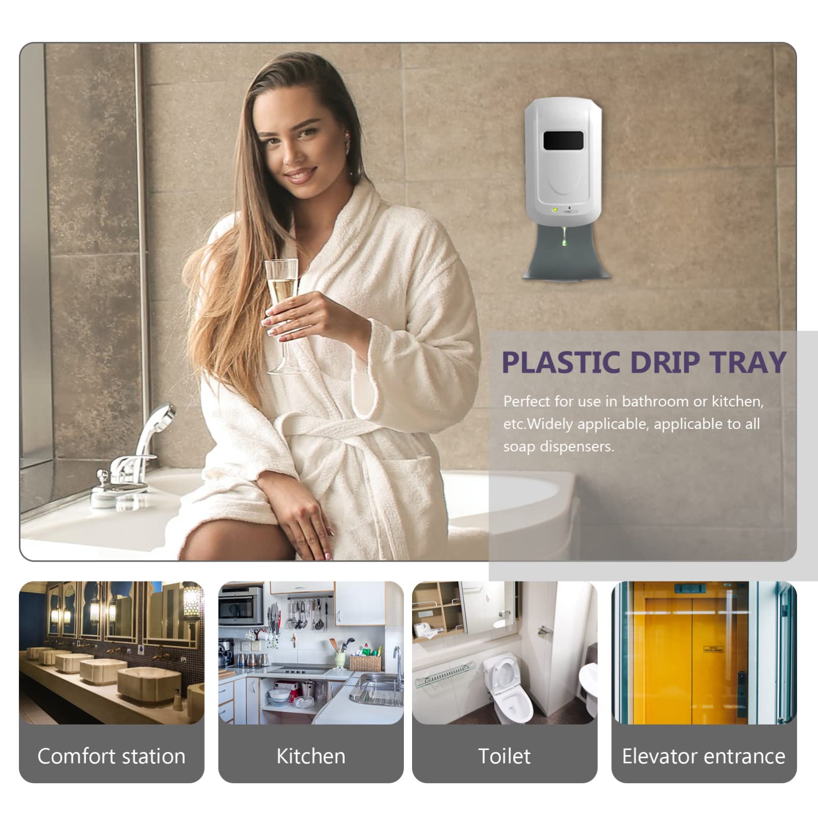 BESTonZON Drip Tray for Wall Mounted Soap Dispenser, Dripping and Spraying, Dispenser Stand,Soap Dispenser Bracket, Soap Dispenser Water Tray,Soap Dispenser Drip Tray (Grey)
