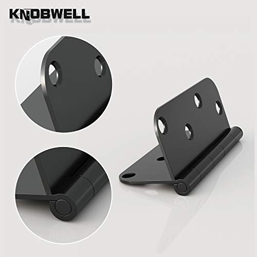 KNOBWELL 12 Pack 4" X 4" Matte Black Door Hinges Rounded Square Corner, 5/8 Inch Round Radius Exterior Door Hinge in Black