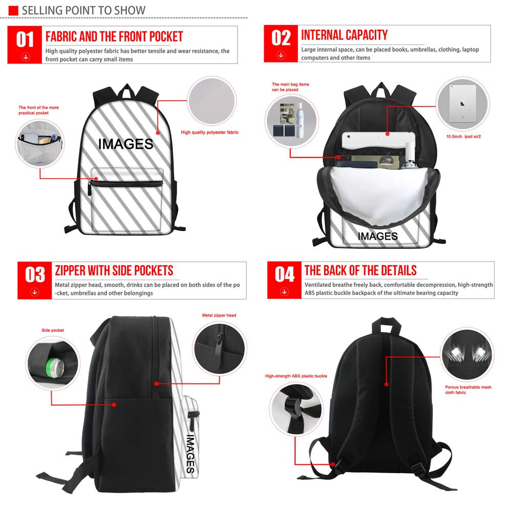 Beauty Collector Cool Wolf Backpacks Boys School Bag Set Personalized for Teens Book Bags with Lunch Bag and Pencil Case