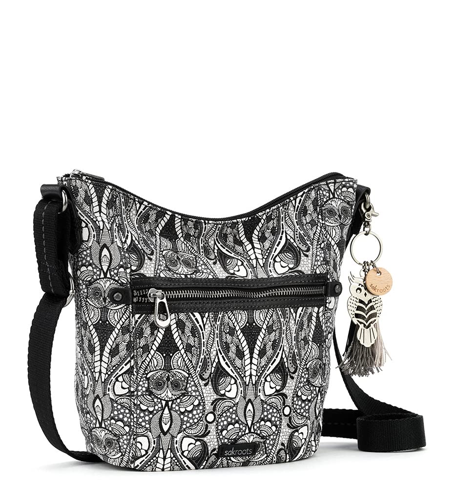Sakroots Sequoia Small Crossbody, Black/White Soulful Desert