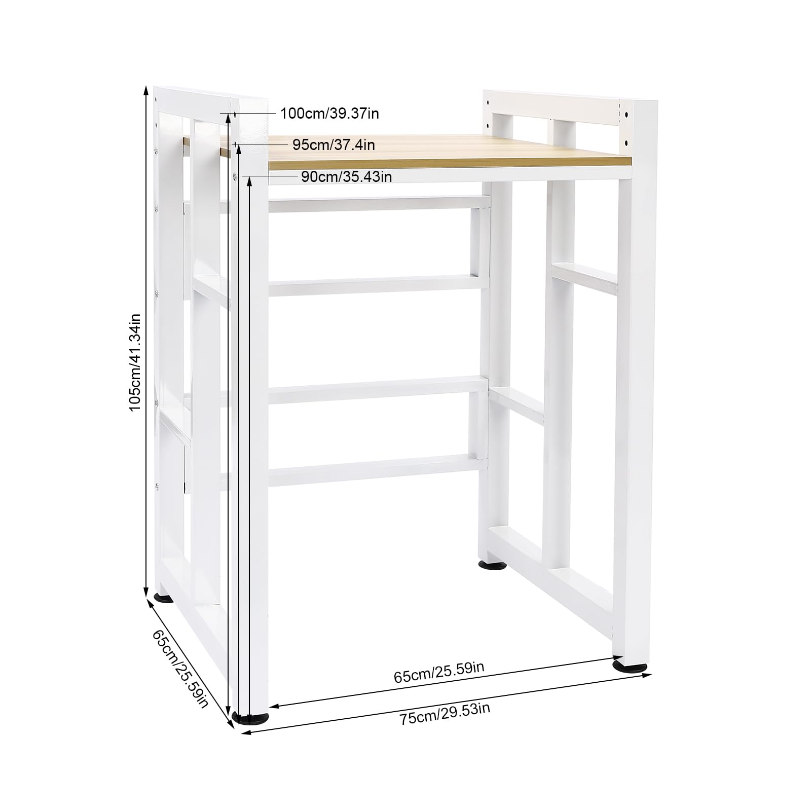 CeRaBuRET Washer and Dryer Rack, Washer and Dryer Storage Shelf, Washer Dryer Stacking Rack Stand for Bathroom, Freestanding Bathroom Organizer Storage for Home Using (White, Light Walnut)