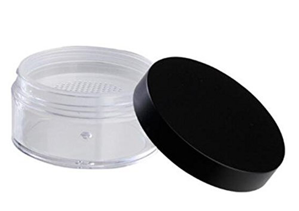 Teensery 2 Pcs 50G 50ml Plastic Empty Powder Puff Case Face Powder Blusher Makeup Cosmetic Jars Containers With Sifter Lids