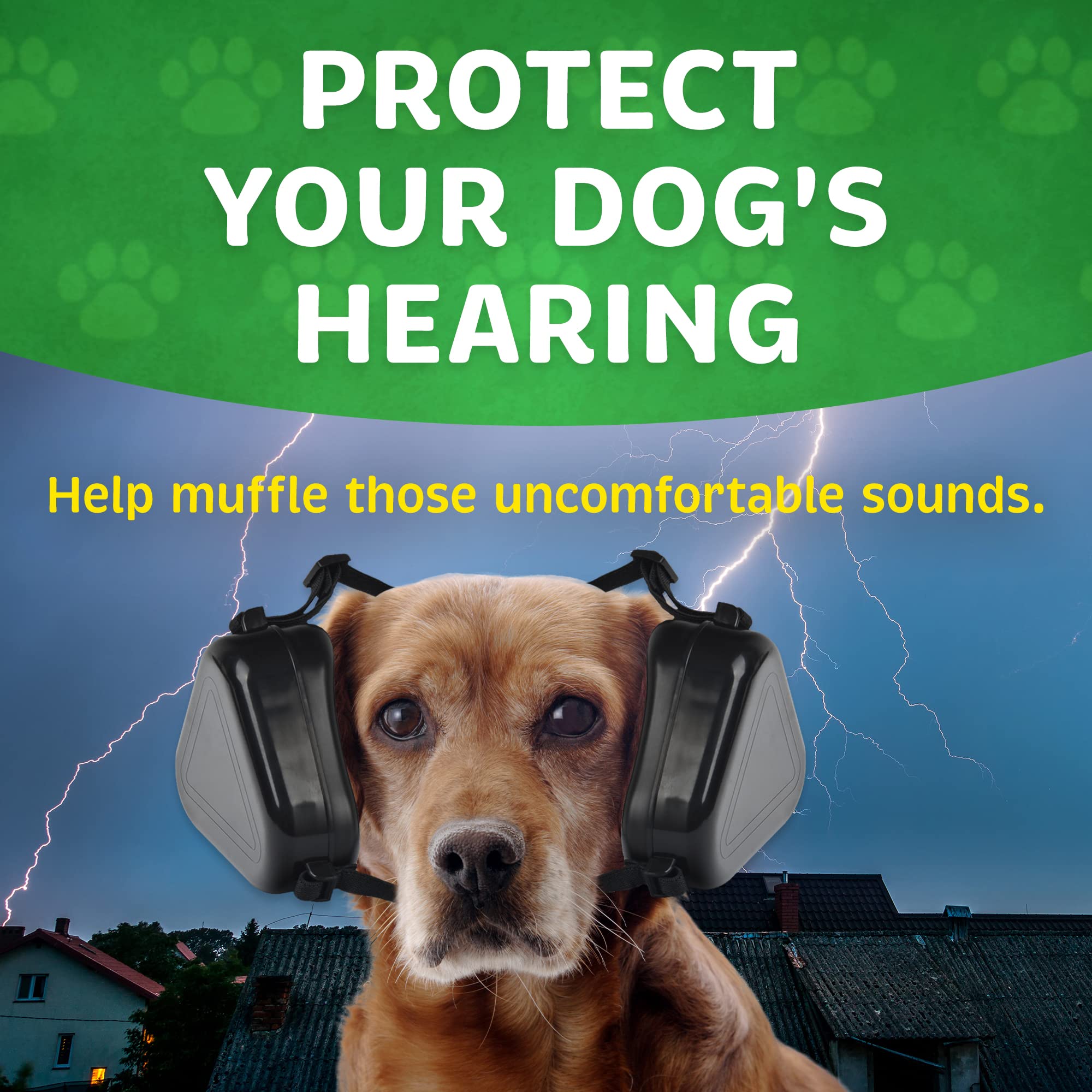 Evergreen Pet Supplies [2 Pack] Med/Large Dog Ear Muffs for Advanced Dog Hearing Protection - Fireworks Relief - Comfortable Dog Ear Protection for Hunting - Ear Covers for Dogs
