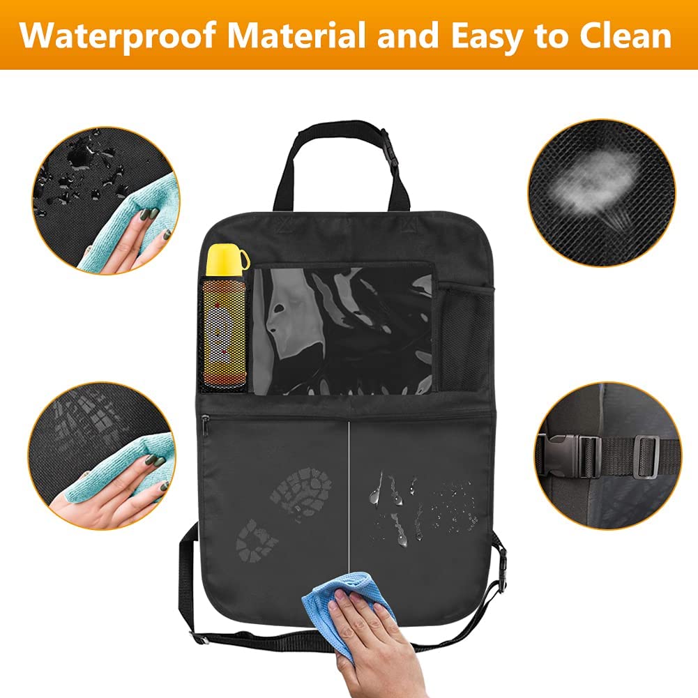 EUBSWA Backseat Anti Kick Mat for Kids 2 Pack with Storage Pockets, Car Travel Accessories,Backseat Car Organizer Kick Mats Backseat Organizers Auto Back Seat Protector