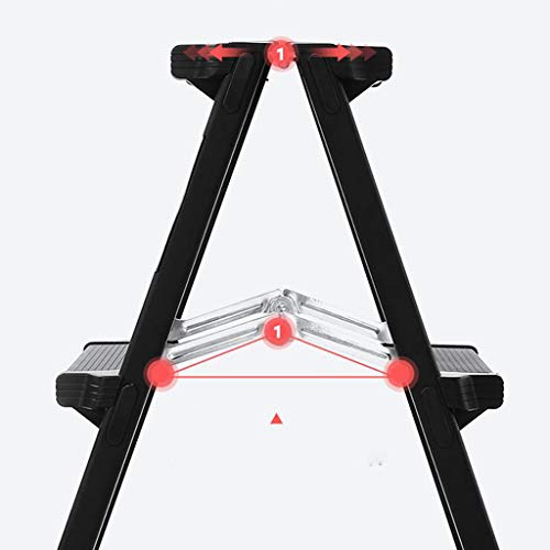 PENGJIE Folding Ladder Step Stool Ladder Stool 2 Step Folding Aluminum Heavy Duty Steel Portable Anti Slip Mat Tread Compact 150 Kg Capacity