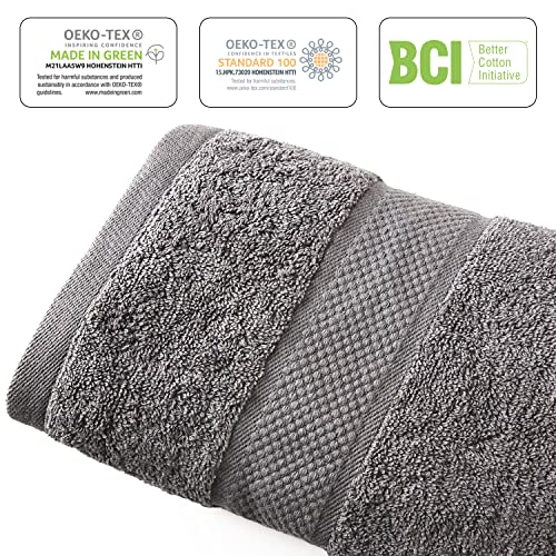 Infinitee Xclusives Premium Bath Towels Set Pack of 4-100% Ring Spun Cotton Towels - Grey Bath Towels 27 x 54 - Soft Feel, Quick Dry, Highly Absorbent Durable Towels, Perfect for Daily Use