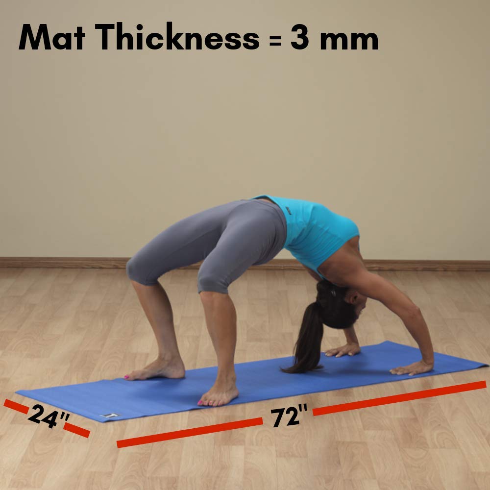 Body-Solid 3mm Thick Non-Slip Yoga Mat for Home Workout, Pilates and Exercise, Lightweight & Portable with Comfortable Support for All Levels