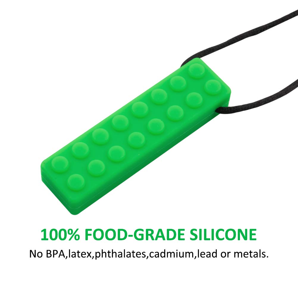 BUDDE 5PCS Chew Necklace,chewies for Kids;Sensory Chew Necklace with Teething, ADHD, Autism, Biting Needs, Oral Motor Chewy Teether, Silicone Necklace Made from Food Grade Silicone Safety,
