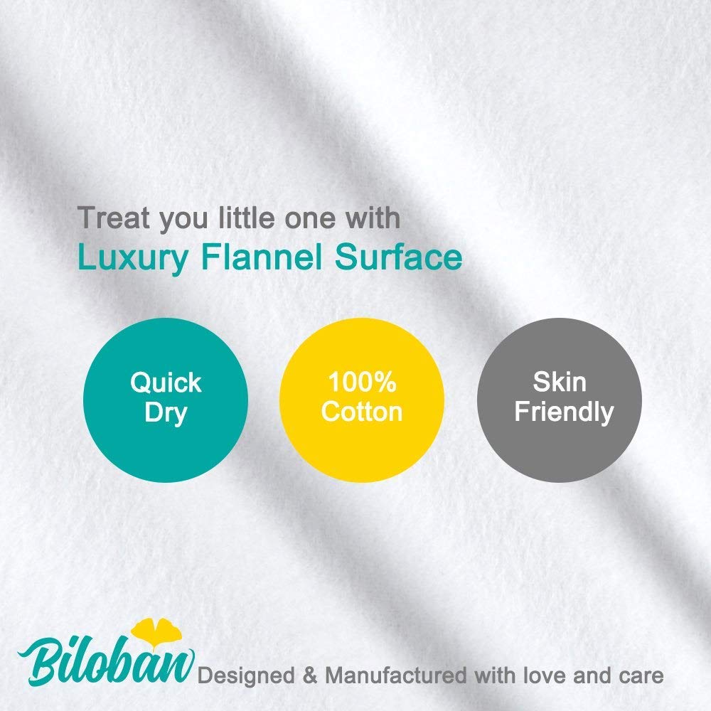 Changing Pad Liners (5 Count) Waterproof Larger Changing Pad Cover 28" X 15", Cotton Flannel, White (Solid Improved Thickness) / Baby Waterproof Pad Washable, 36" x 18", 4 Layers Incontinence Bed Pad