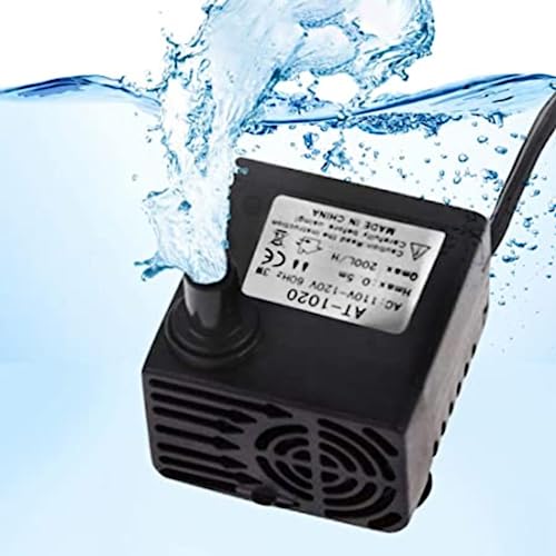 SunGrow 55 GPH 3W Small Outdoor Submersible Cat & Dog Water Fountain Pond Pump, Aquarium Fish Tank Mini Water Pump for Statuary, Hydroponics, Tabletop Fountain, Pet Fountain, For 3-5 Gallons Tank