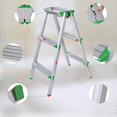 PENGJIE Folding Ladder Step Stool Ladder 3 Step Folding Aluminum Stool Heavy Duty Steel Portable Anti Slip Mat Tread Compact 120 Kg Capacity
