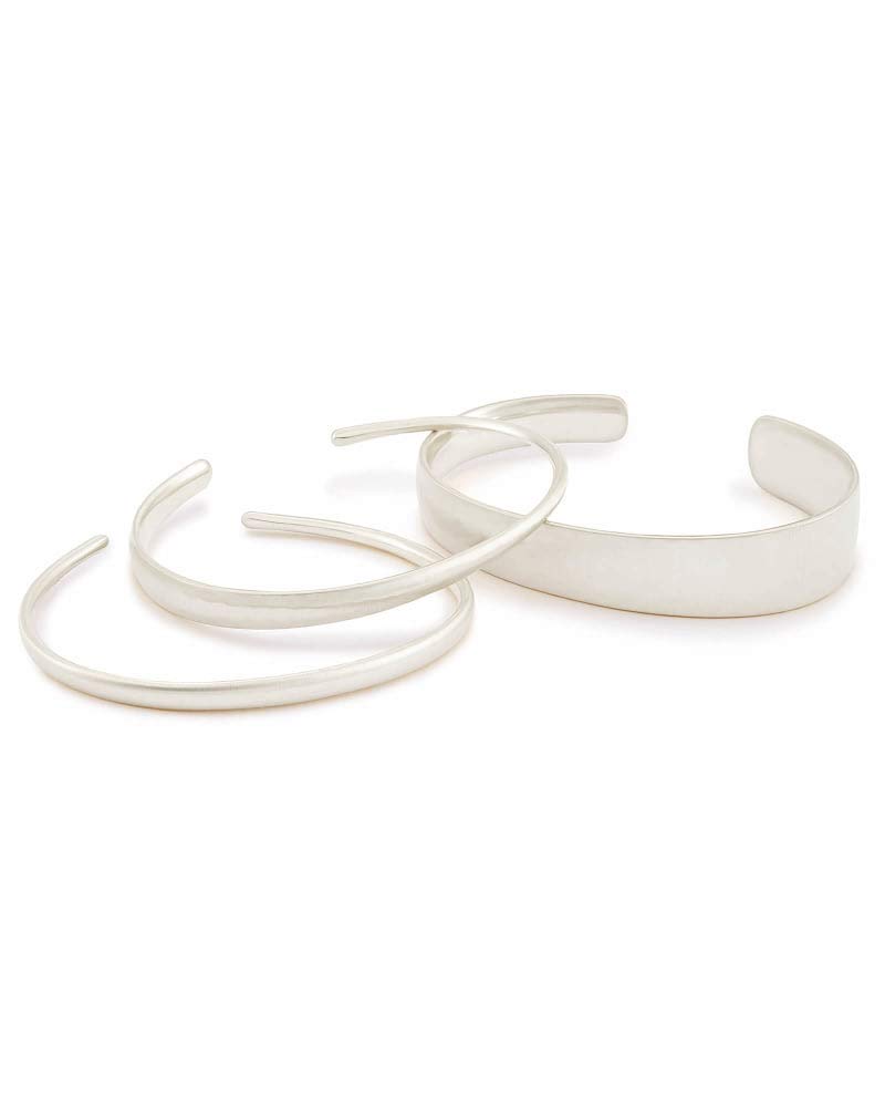 Kendra Scott Tiana Cuff Bracelet Set of 3 in Bright Silver Bright Silver Metal