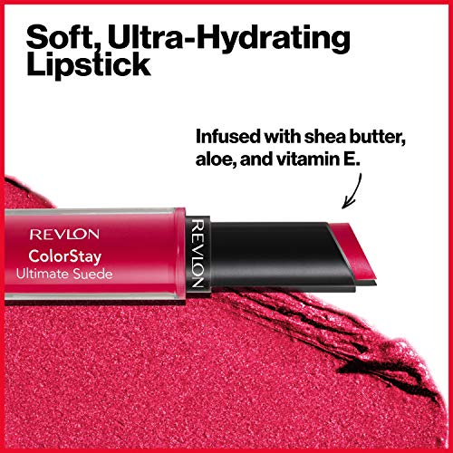REVLON ColorStay Ultimate Suede Lipstick, Longwear Soft, Ultra-Hydrating High-Impact Lip Color, Formulated with Vitamin E, Influencer (099), 0.09 oz