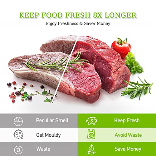 Sifxouped Vacuum Sealer Machine,20 Pcs Vacuum Sealer Bag,Led Display Vacuum Sealers,Household Small Vacuum Sealing Machine,Suitable for Dry, Moist,Oily and Soft Food Storage (White)