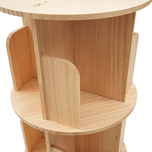HOOMTLSY Rotating Bookshelf 360° Floor Standing Bookcase 6 Tier Multi-Functional Bookshelf Organizer Wood Display Cabinet Rotation Display Tower for Office Home Living Room Study
