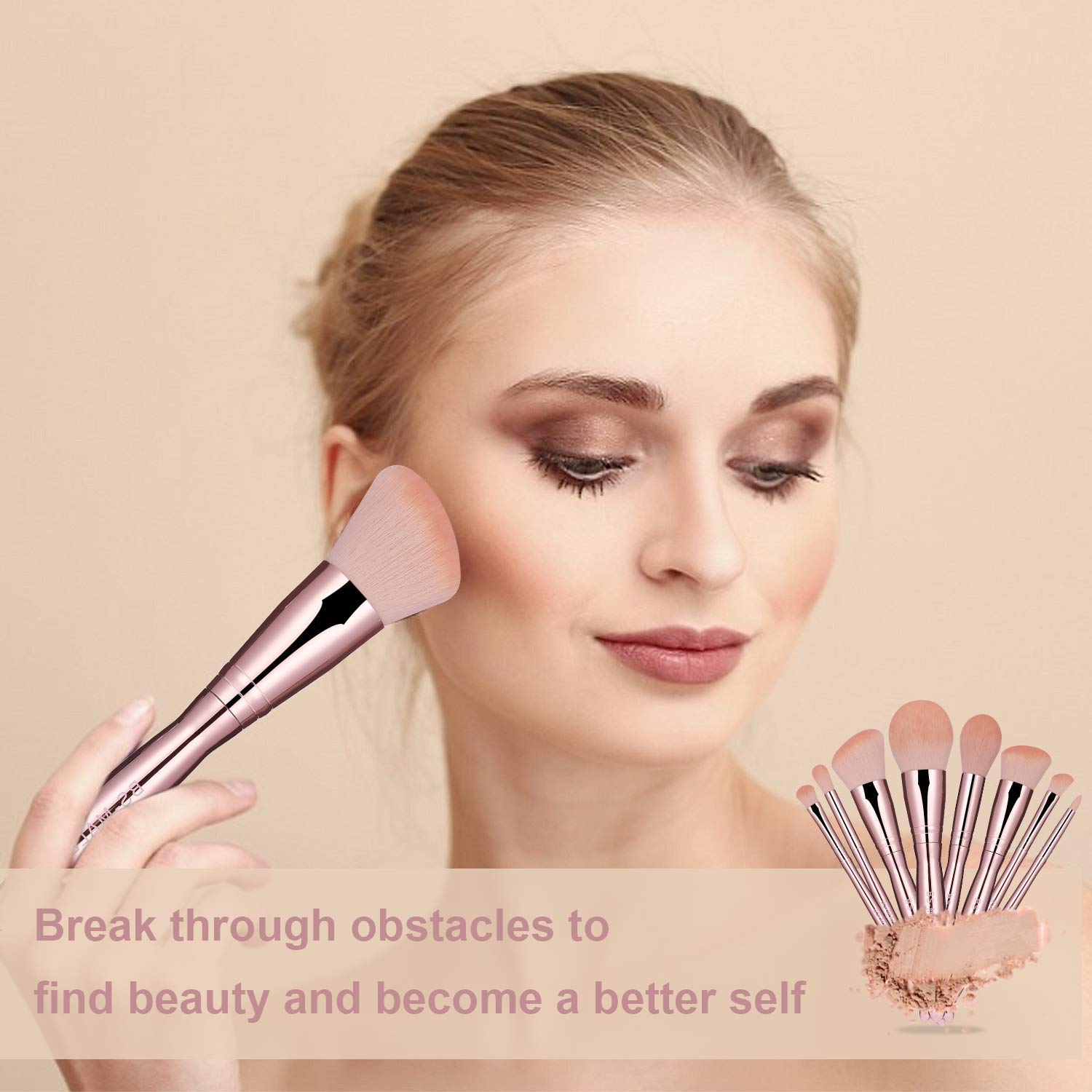BS-MALL Makeup Brush Set 12 Pcs Premium Synthetic Foundation Powder Concealers Eye shadows Blush Makeup Brushes Lip Cosmetic Brushes( Rose)