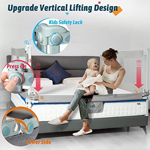 SuperStyle Bed Rail for Toddlers 78 Inch, Upgrade Extra Long Bed Rail Guard for Kids, Safety Bed Fence Protector Rail with Soft Breathable Fabric, fit Twin, Full, Queen, King Size Mattress