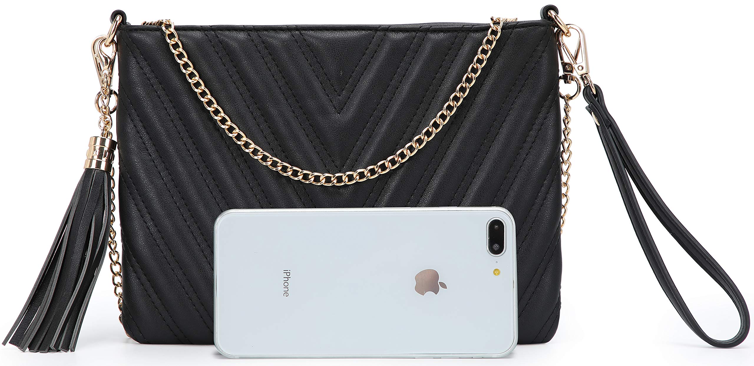lola mae Women's Wristlet Handbags Simple Quilted Small Clutch Crossbody Bag