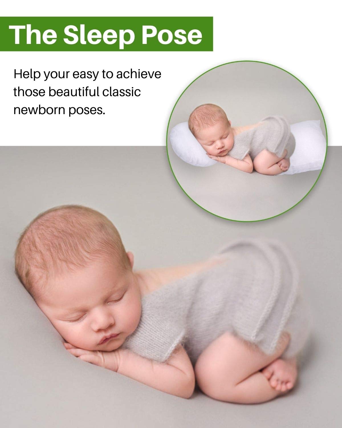 Sunmig 4 PC Newborn Baby Photography Wheat Donut Posing Pillow Basket Filler Baby Photo Prop White